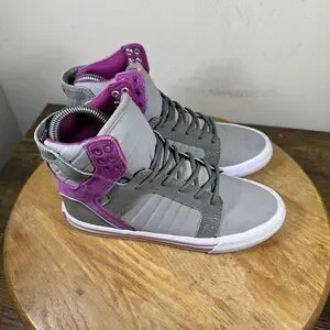 Supra | Shoes | Supra Skytop Shoes Womens Size 55 Gray Purple High Top ...